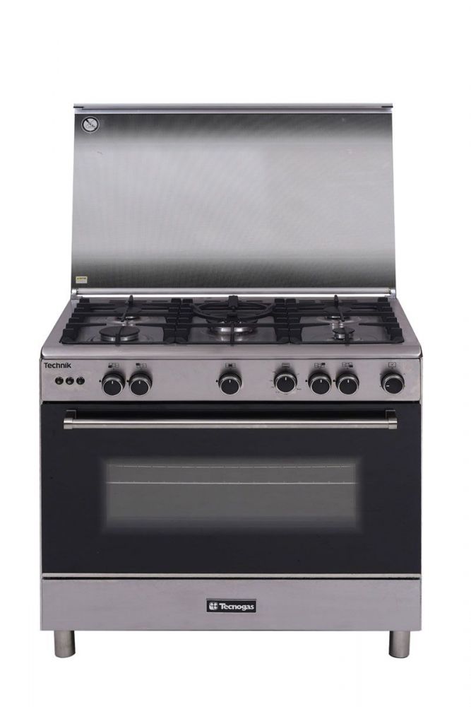 Technogas 80 cm Cooking Range, 5 Gas Burners with Wok Burner, Cast Iron ...